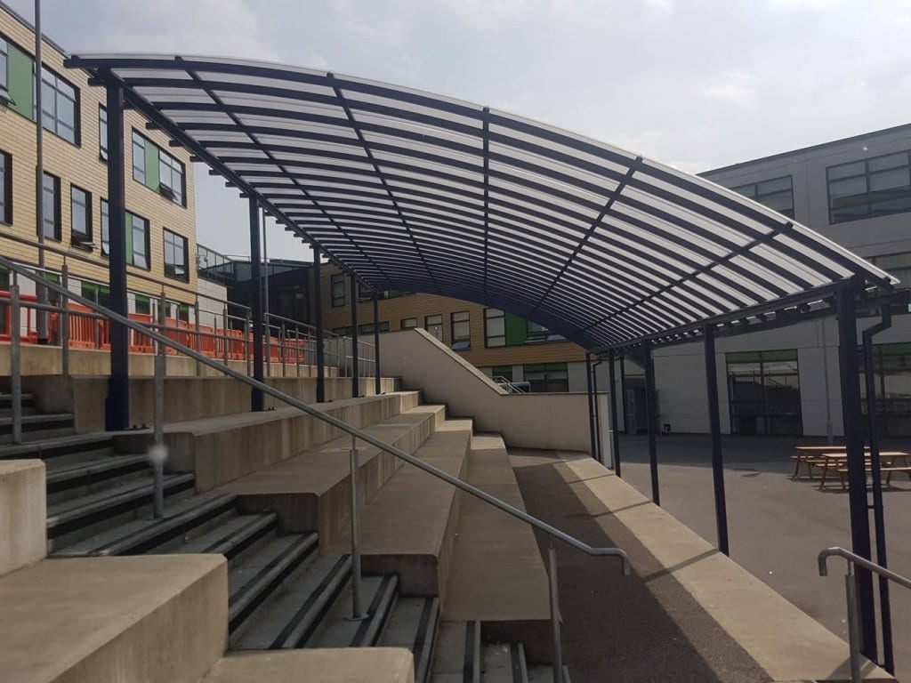 Stockport Academy Add Two Fabric Umbrella Canopies | A&S Landscape A&S ...