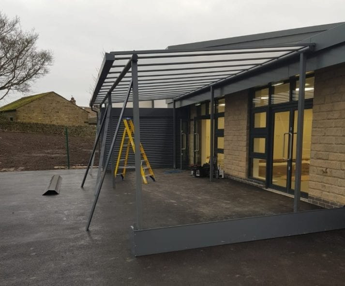 Yorkshire Village Hall add Secure Canopy | A&S Landscape A&S Landscape