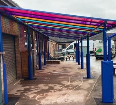Multicoloured Canopy at Mallard Primary School in Balby | A&S Landscape ...