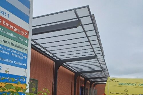 Ambulance Bay Canopy Installation at Tameside Hospital | A&S Landscape ...